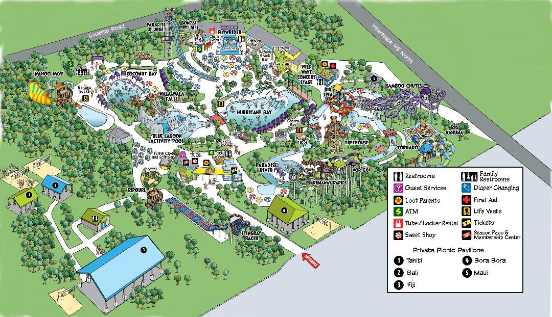 Park Map - Hurricane Harbor Splashtown